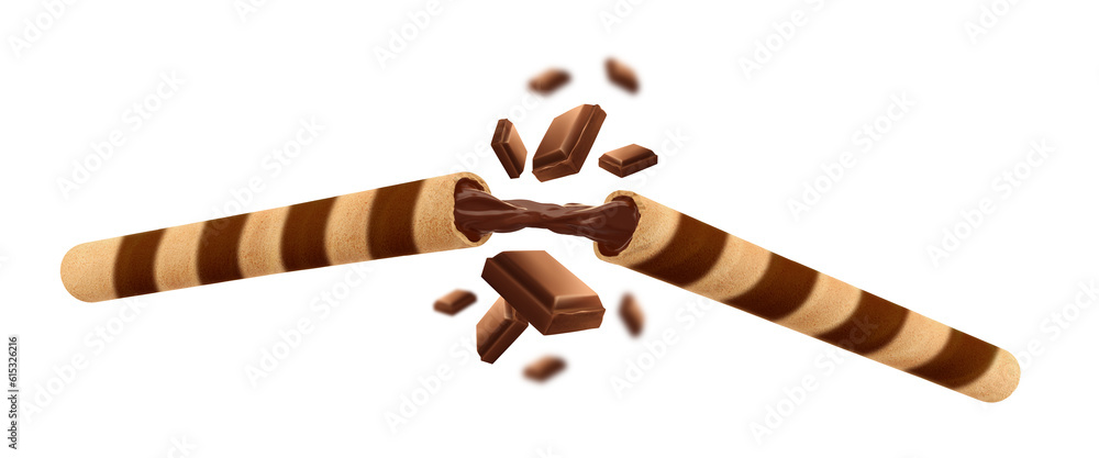 Chocolate Filled Wafer Stick with Chocolate Bar Stock Illustration ...