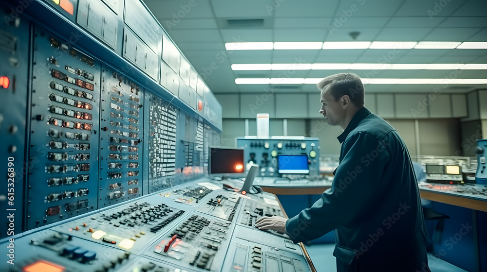 Electrical station, Central control panel of nuclear power plant ...