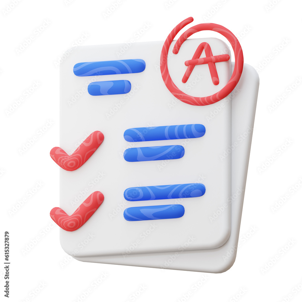 good exam result paper 3d icon Stock Illustration | Adobe Stock