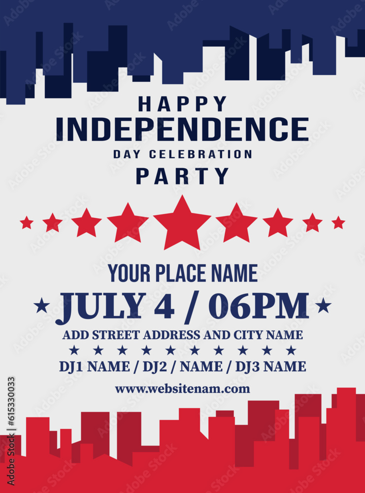 happy Independence day Fourth of July party poster flyer social media ...