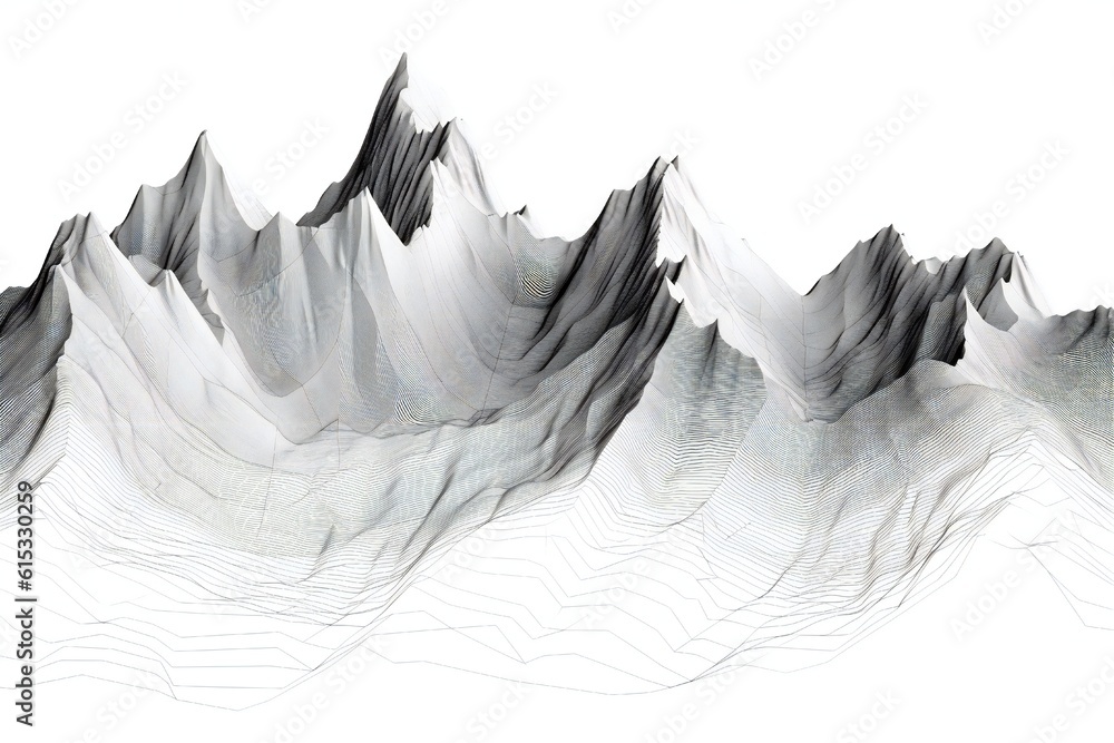 Technical line drawing, tectonic minimalism mountains Generative AI ...