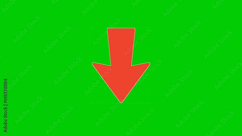 Animation Red Arrow sign symbol on green screen, red color cartoon ...