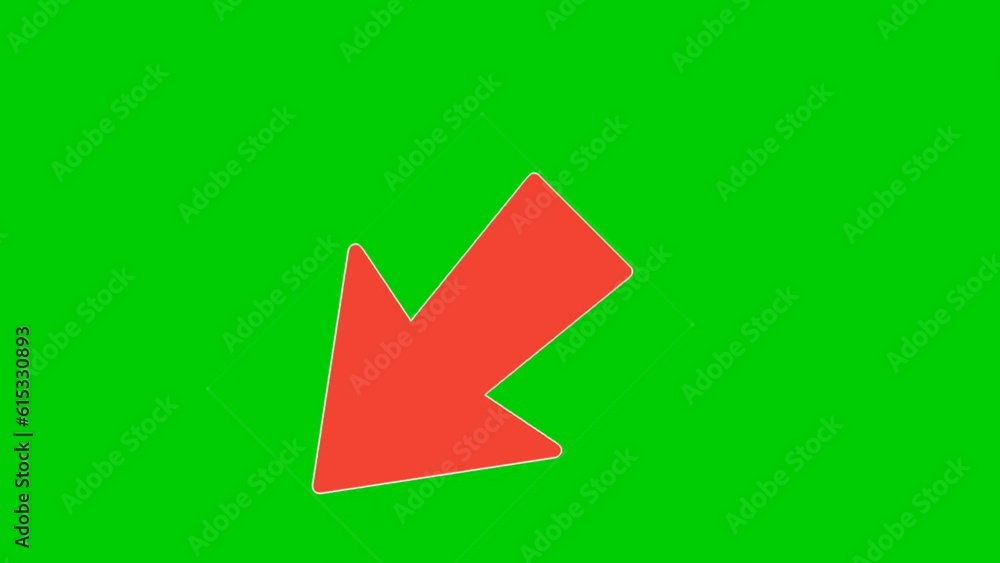 Animation Red Arrow sign symbol on green screen, red color cartoon ...