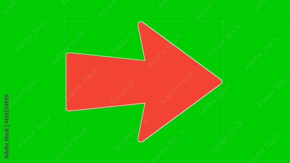 Animation Red Arrow sign symbol on green screen, red color cartoon ...