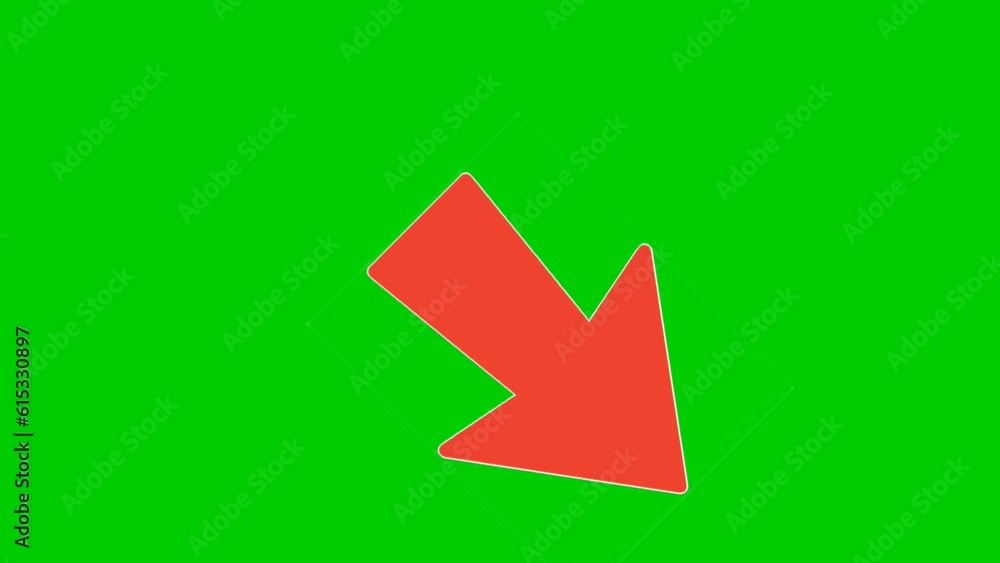 Animation Red Arrow sign symbol on green screen, red color cartoon ...