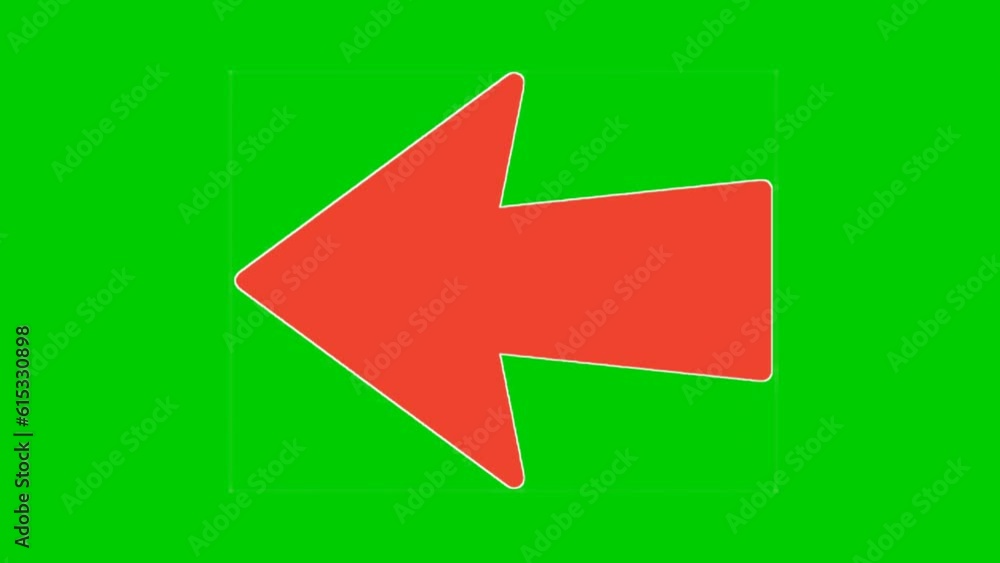 Animation Red Arrow sign symbol on green screen, red color cartoon ...