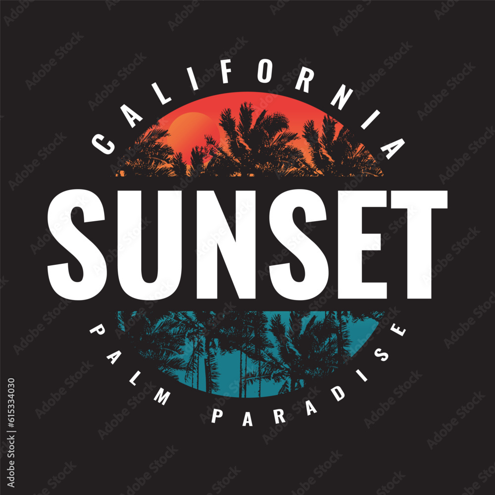 Retro vintage California sunset logo badges on black background ...