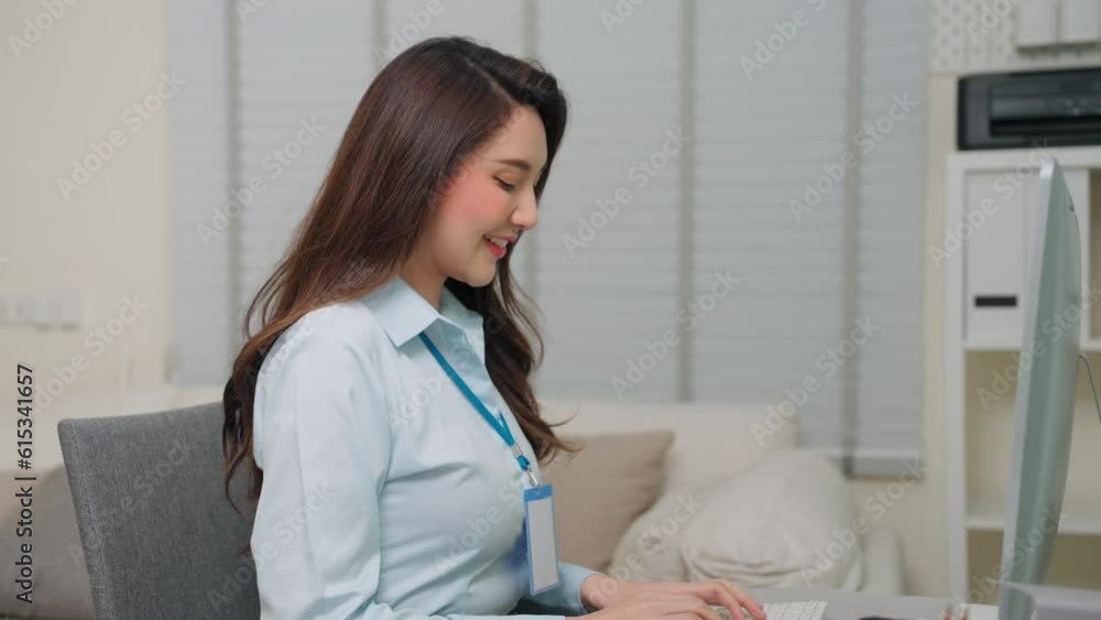 Asian business woman hands working internet on personal computer in ...