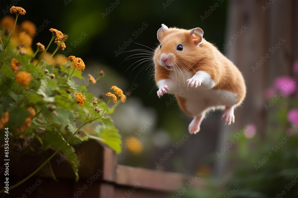 Generative AI. a hamster is jumping Stock Illustration | Adobe Stock