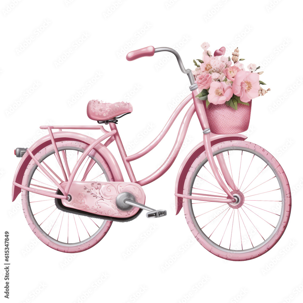 pink bicycle on a white background clip art watercolor Stock ...