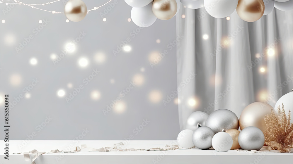 Realistic photo. White theme for Party banner, Place for text ...