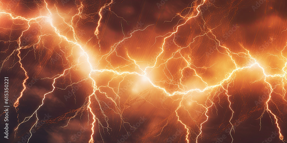 Orange electric lightning background. Generative AI Stock Illustration ...