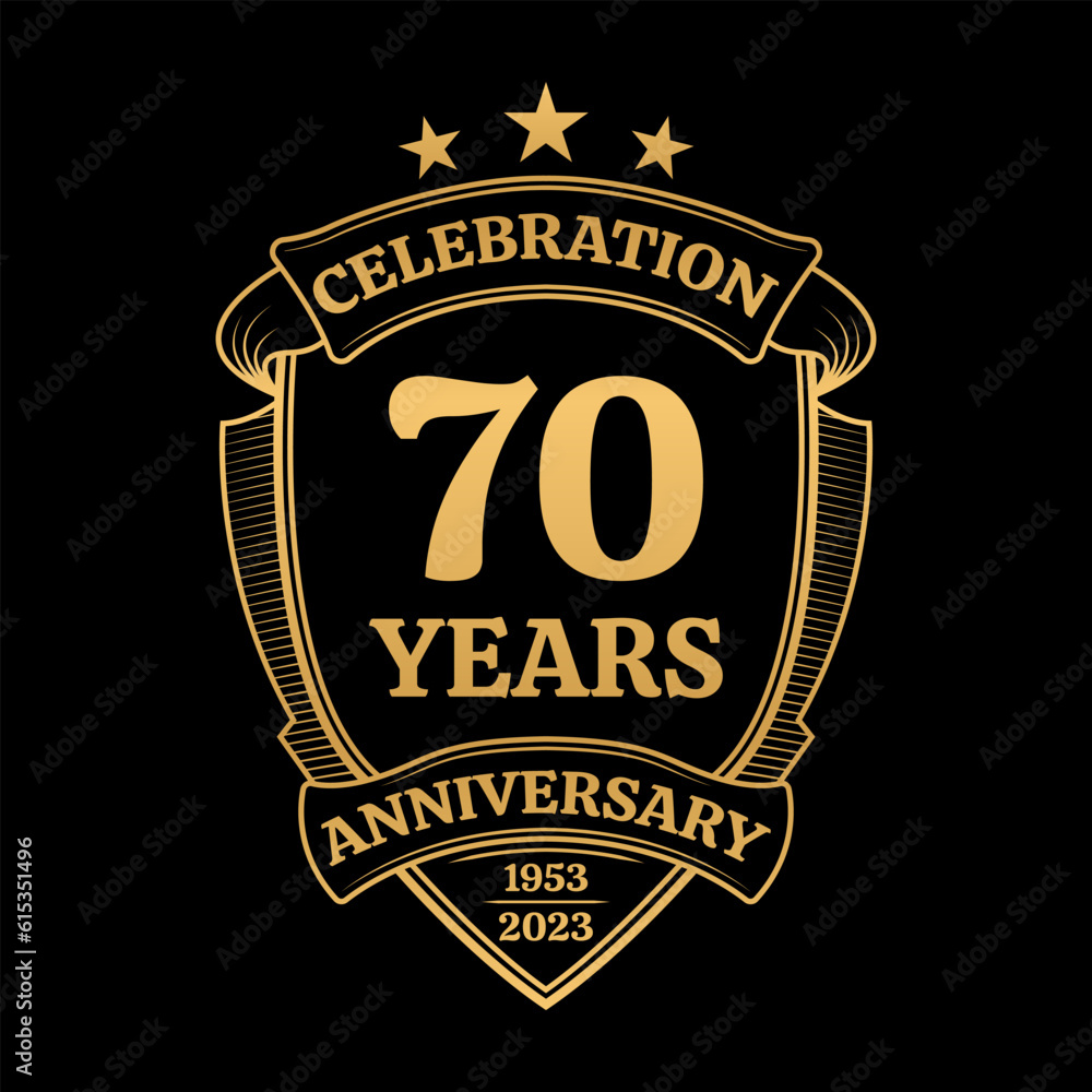 70 years anniversary icon or logo. 70th yubilee celebration, business ...