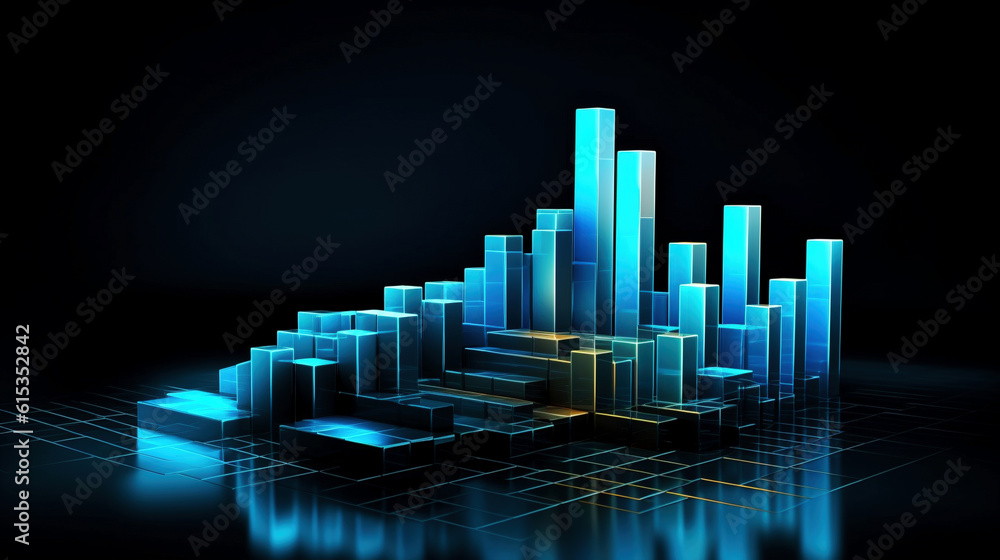 Vibrant light blue background with bars and graphs, showcasing modern ...