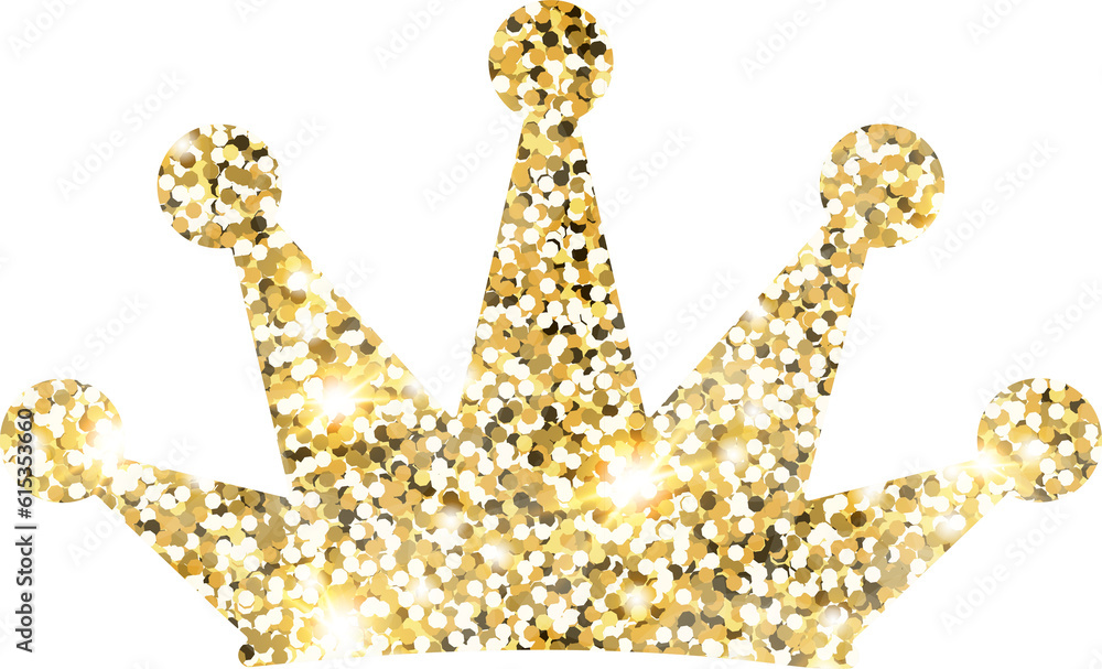Crown shiny gold glitter shape design element. Golden color dust ...