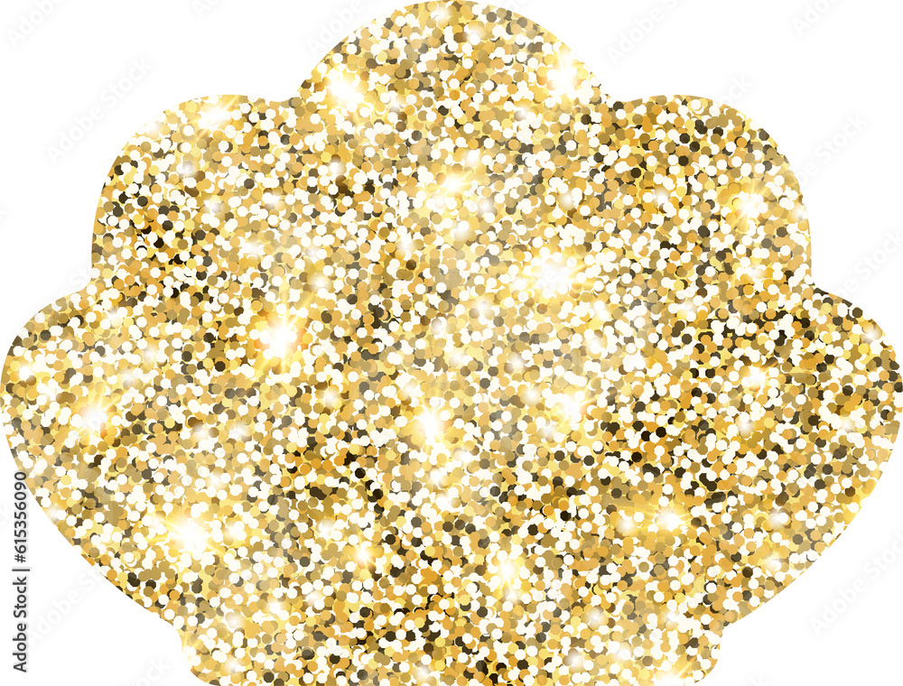 Seashell shiny gold glitter shape design element. Golden color dust ...