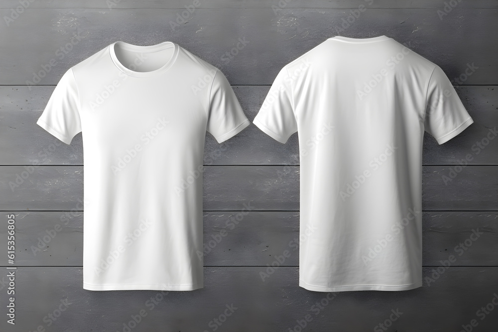 White blank t - shirt front and back views mock up. Generative AI Stock ...