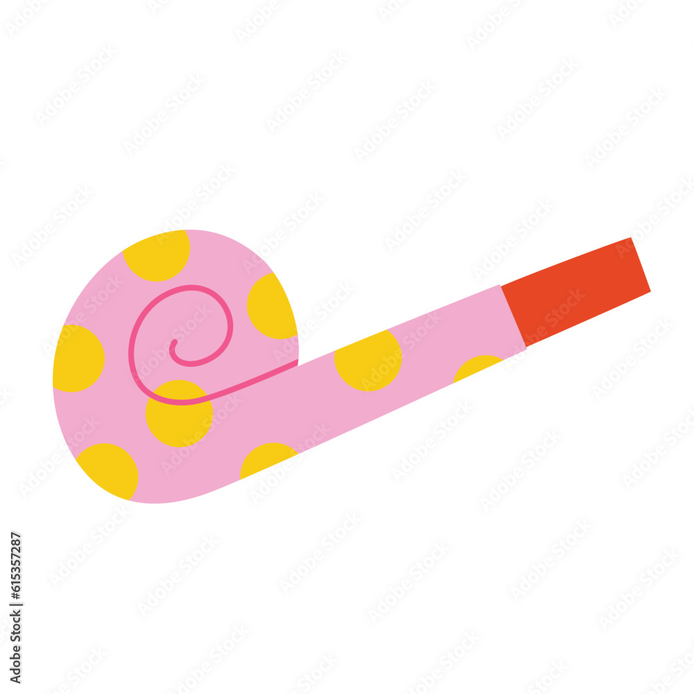 Birthday pipe icon, hand drawn vector illustration of fun party items ...