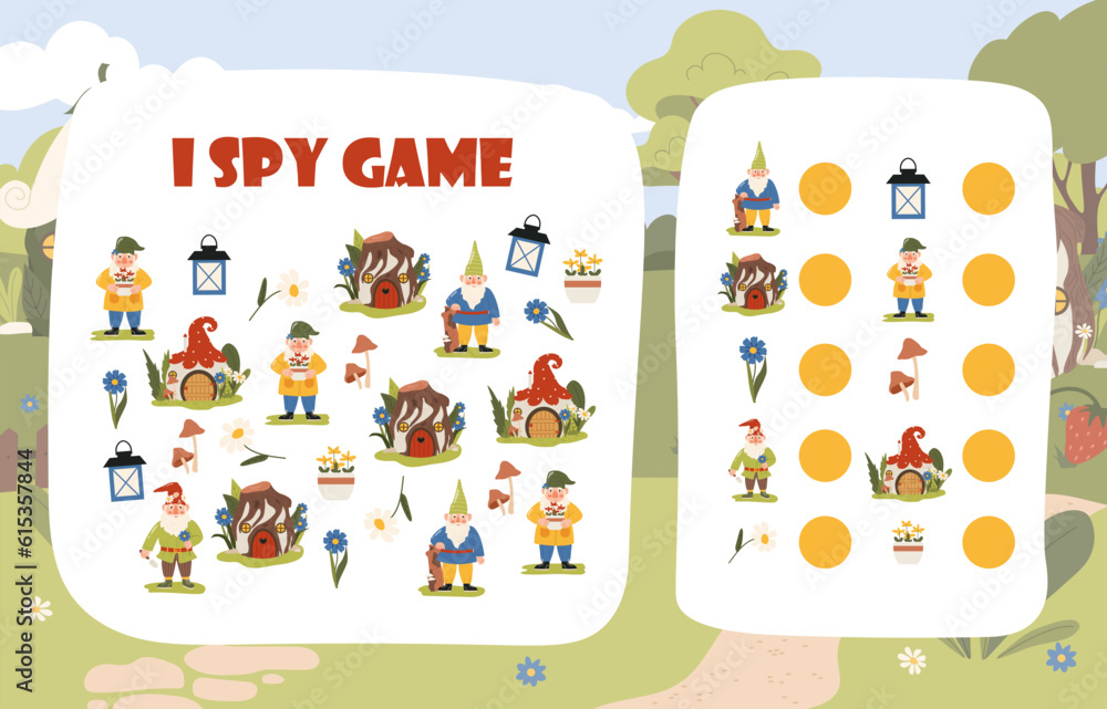 I spy game worksheet concept. Development of kids skills, education and ...