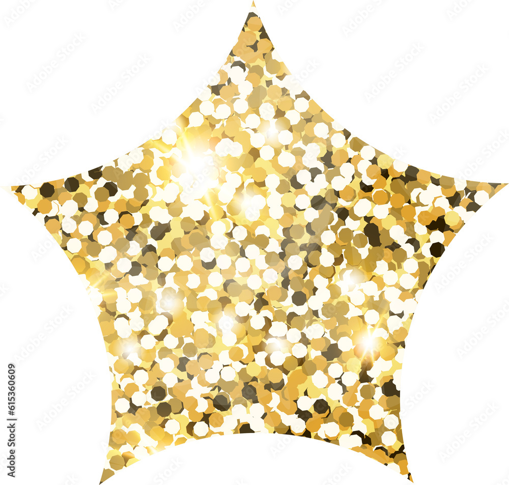 Star sparkle shiny gold glitter shape design element. Golden color dust ...