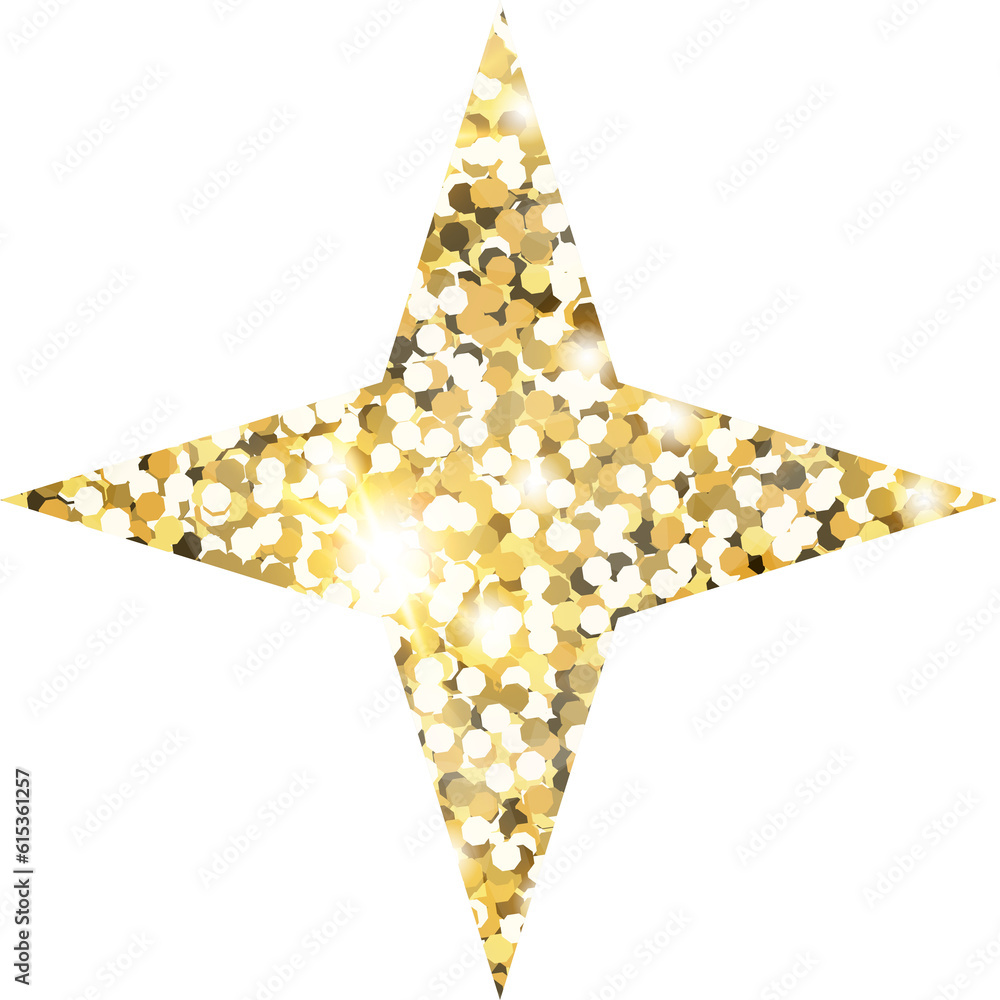 Star sparkle shiny gold glitter shape design element. Golden color dust ...