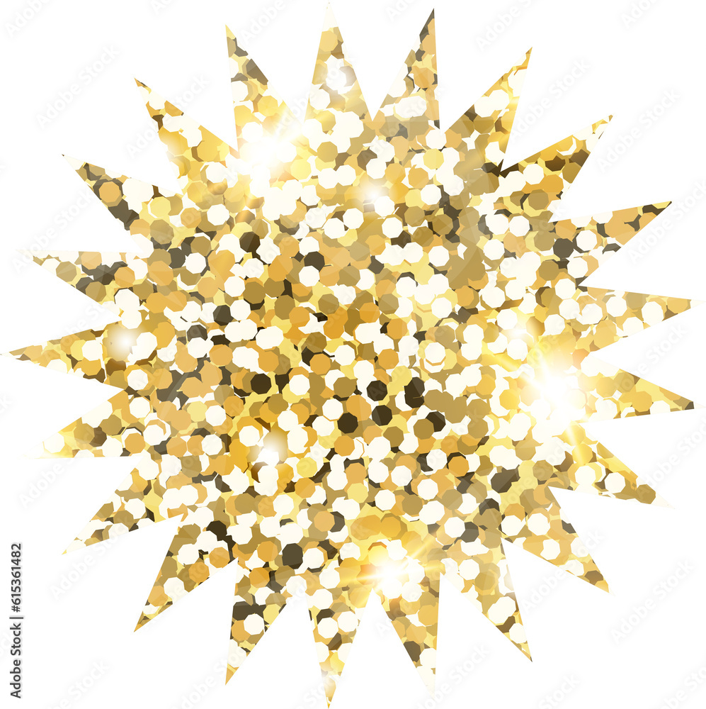 Star sparkle shiny gold glitter shape design element. Golden color dust ...