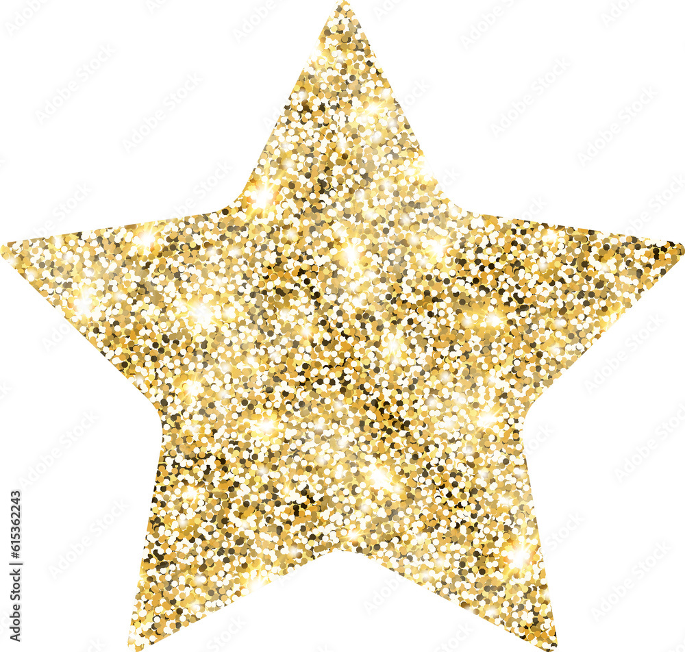 Star sparkle shiny gold glitter shape design element. Golden color dust ...