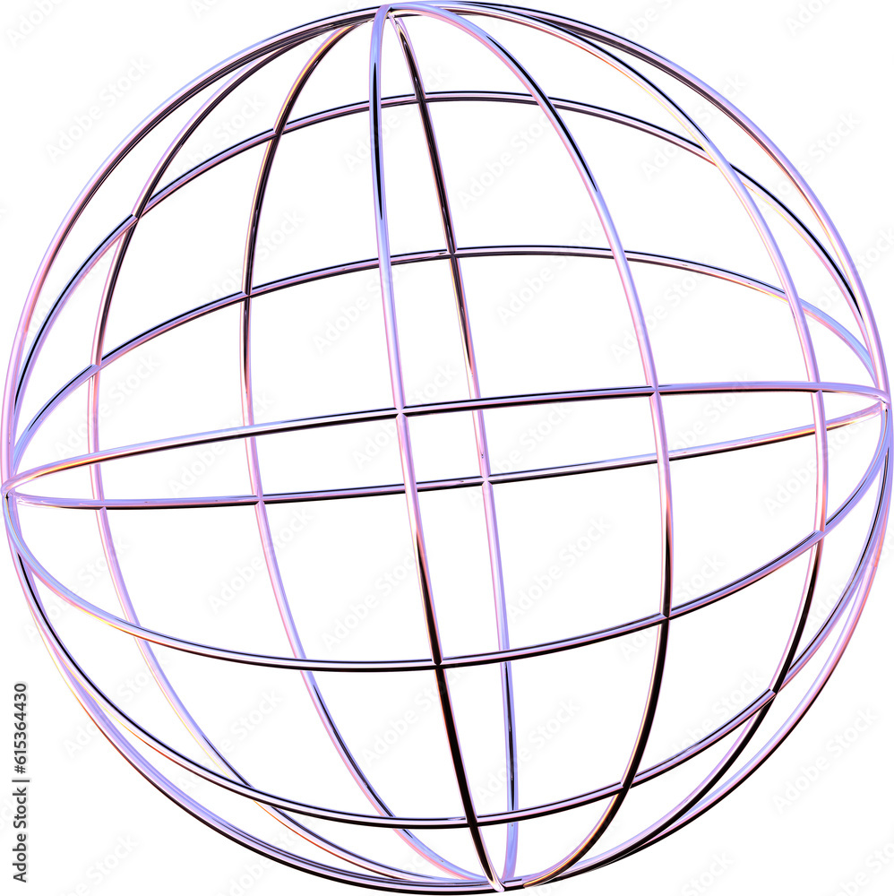 Poster 3D abstract metal chrome sphere in a surreal style with a ...