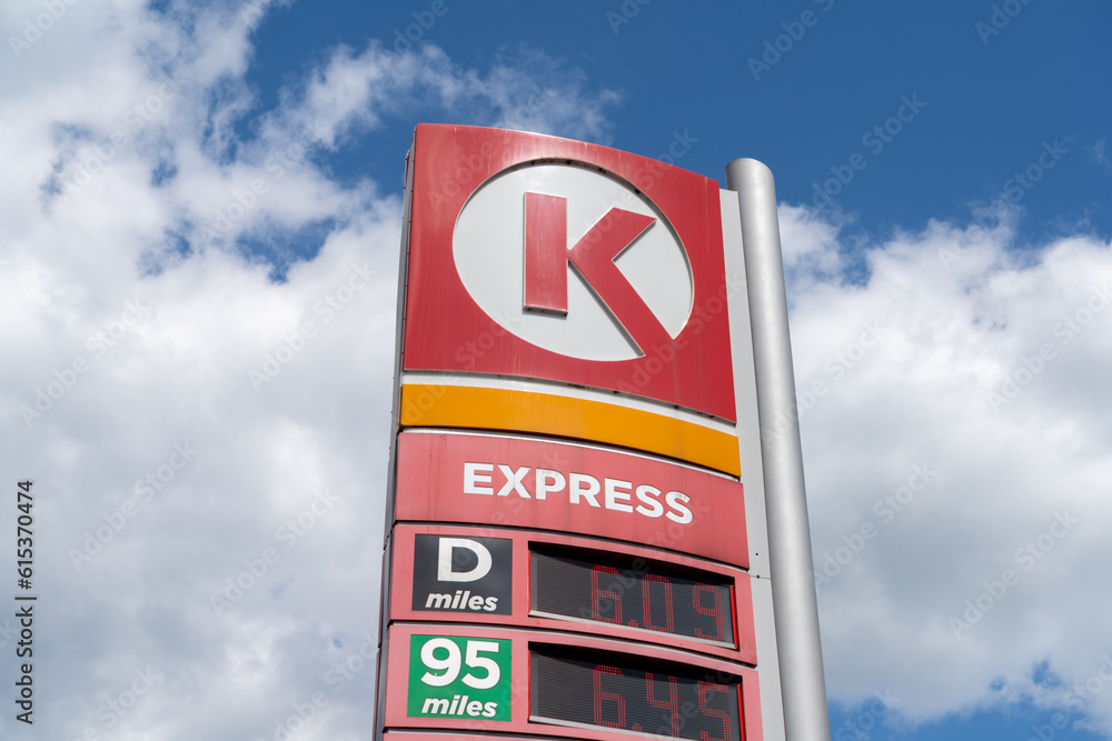Circle K logo sign. International gas station and convenience store ...
