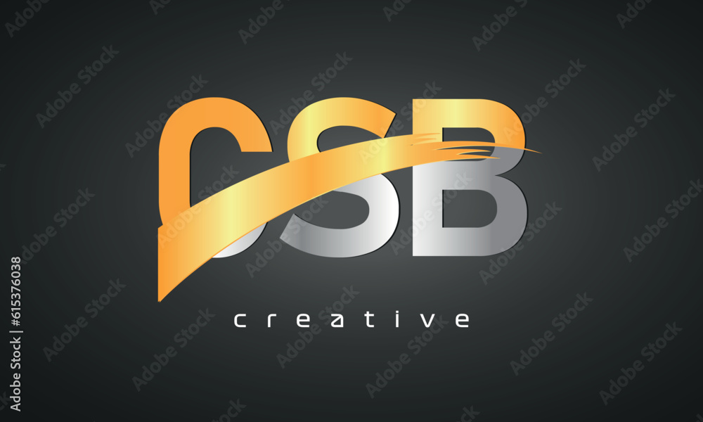 CSB Letters Logo Design with Creative Intersected and Cutted Stock ...