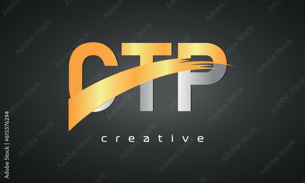 CTP Letters Logo Design with Creative Intersected and Cutted Stock ...