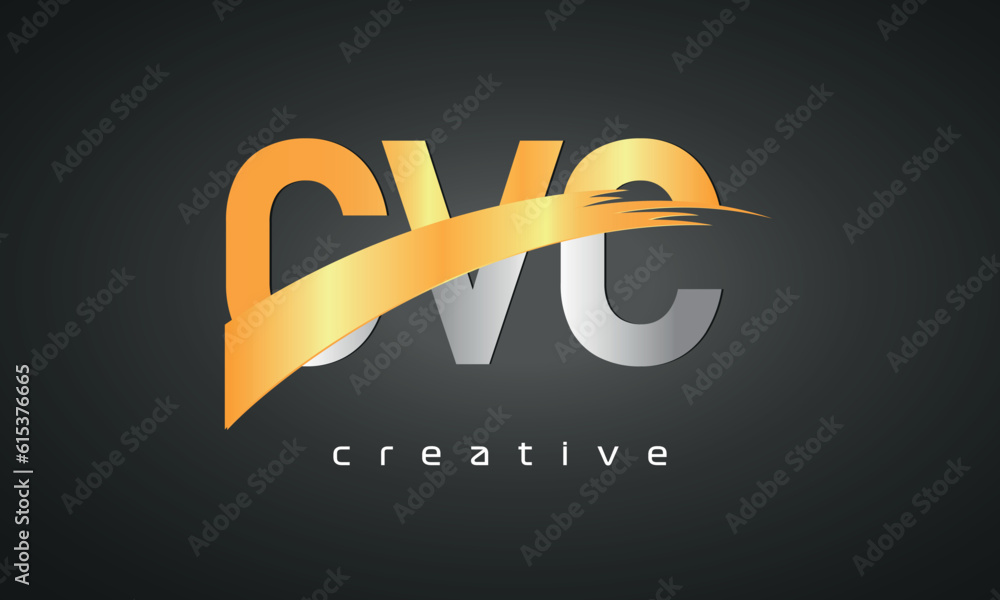 CVC Letters Logo Design with Creative Intersected and Cutted Stock ...