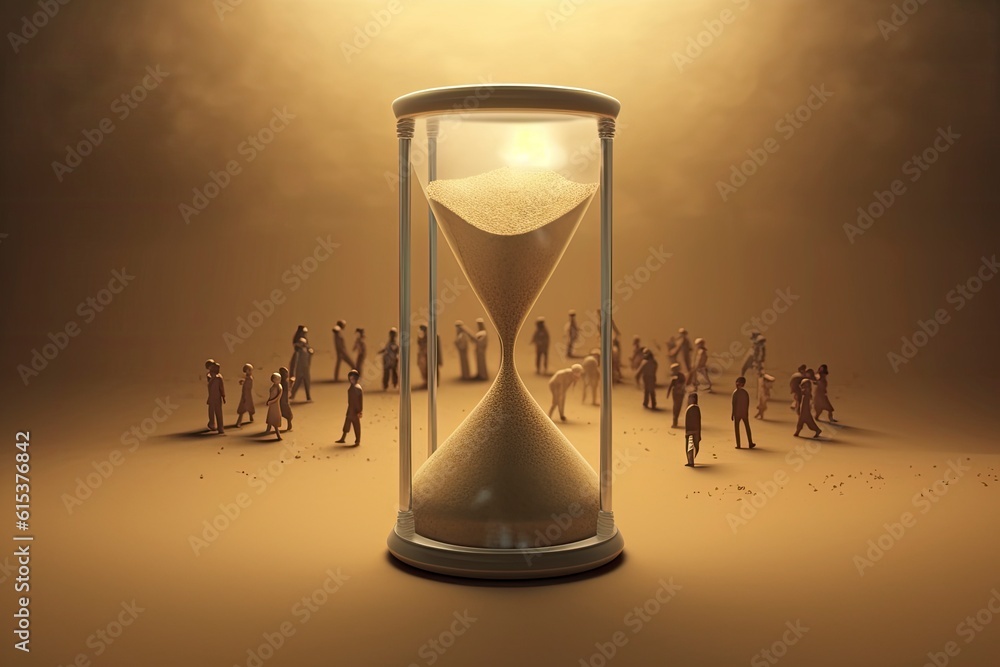 Illustration of a group of miniature figures standing in front of an ...