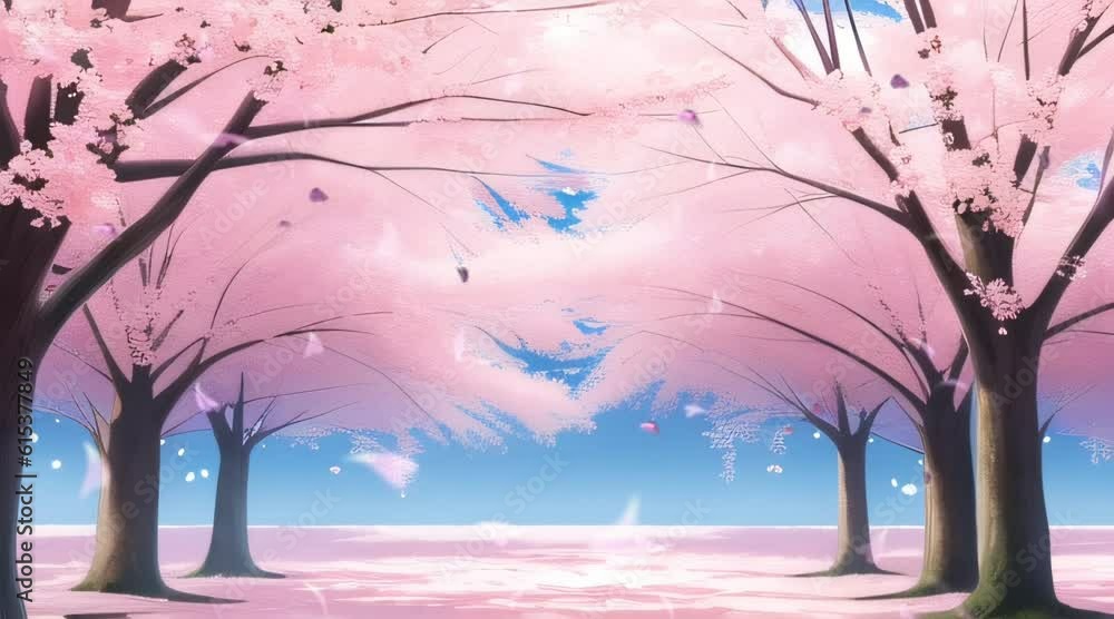 Beautiful spring summer landscape river with cherry blossoms tree ...
