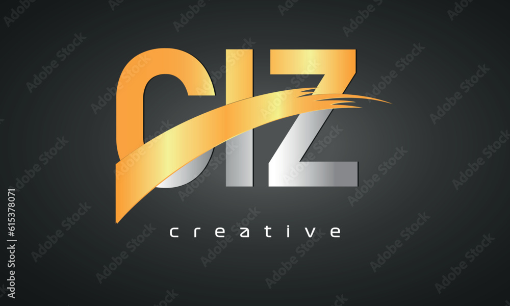 CIZ Letters Logo Design with Creative Intersected and Cutted Stock ...