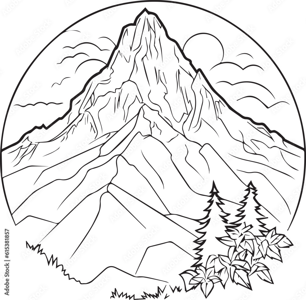 mountain drawing line art,kids coloring pages to paint,flower drawings ...