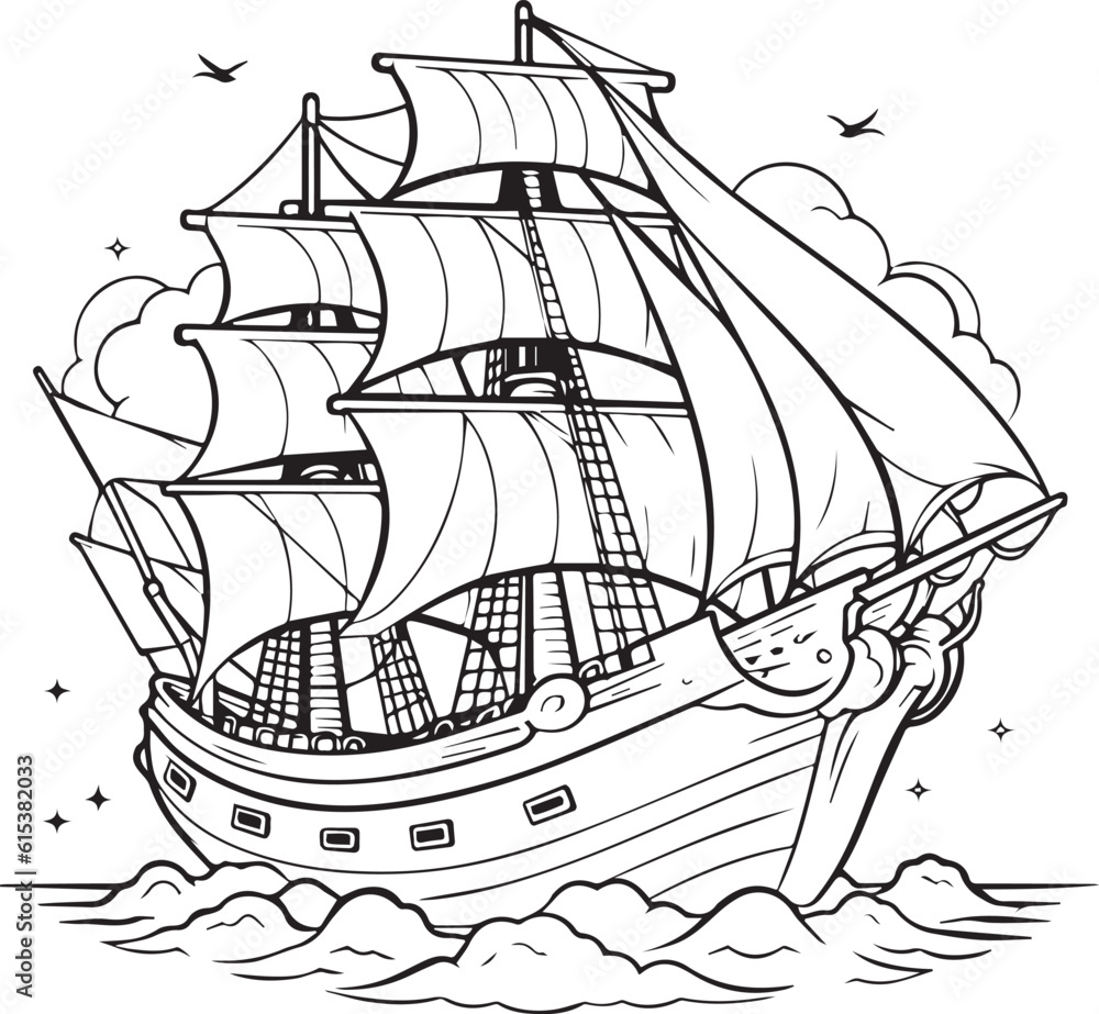 pirate ship black and white educational coloring pages for kids cars ...