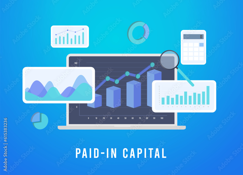 Paid-in Capital concept. Showcase cash inflow, equity accumulation and ...
