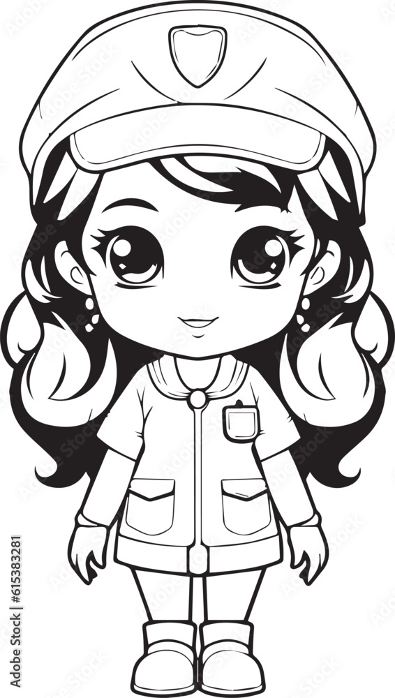 cute little nurse drawing,coloring page for kids Stock Vector | Adobe Stock