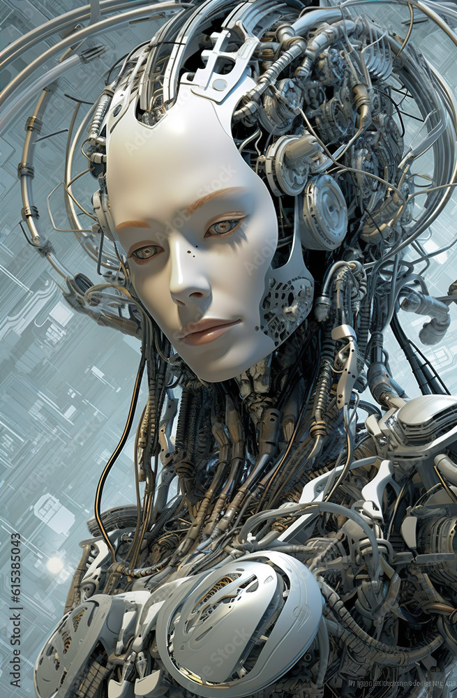 Humanoid robot futuristic machine android generative AI illustration ...