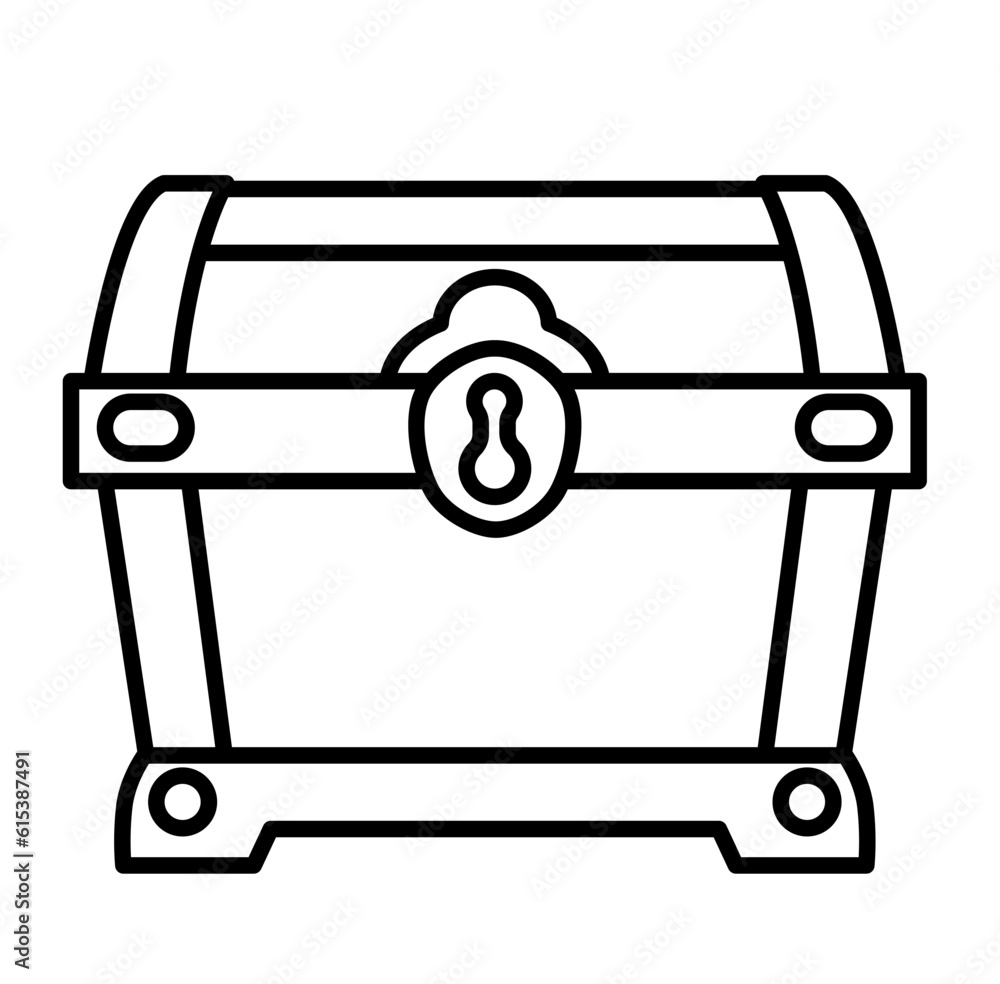 Cute chest box gnome garden cartoon outline icon Stock Vector | Adobe Stock