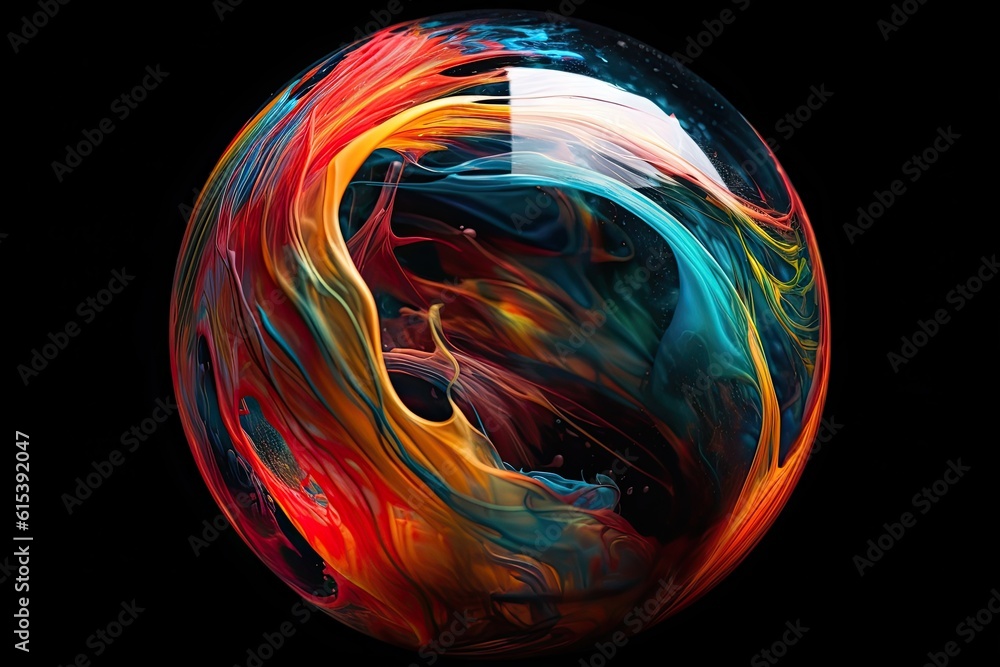 Swoosh of colors - Liquid colors swoosh in a transparent orb Stock ...