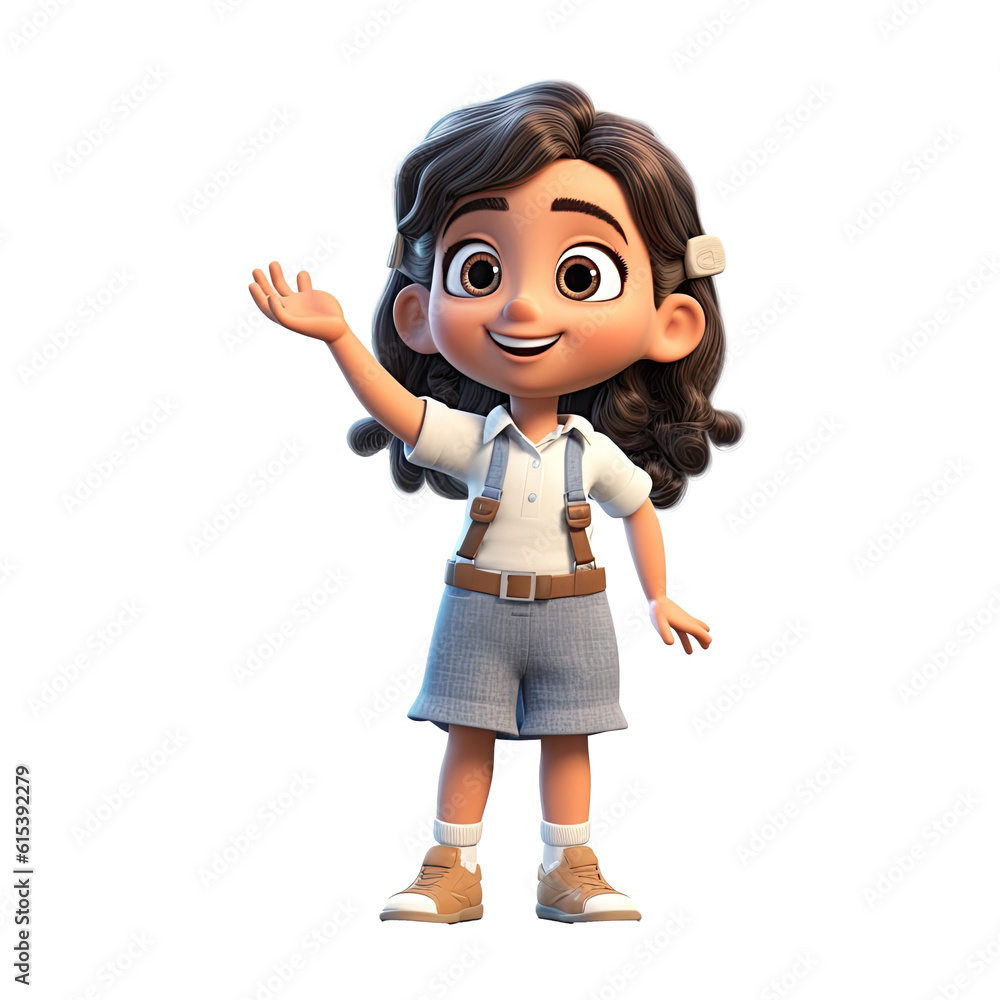 Cute cartoon girl student character on transparent background ...