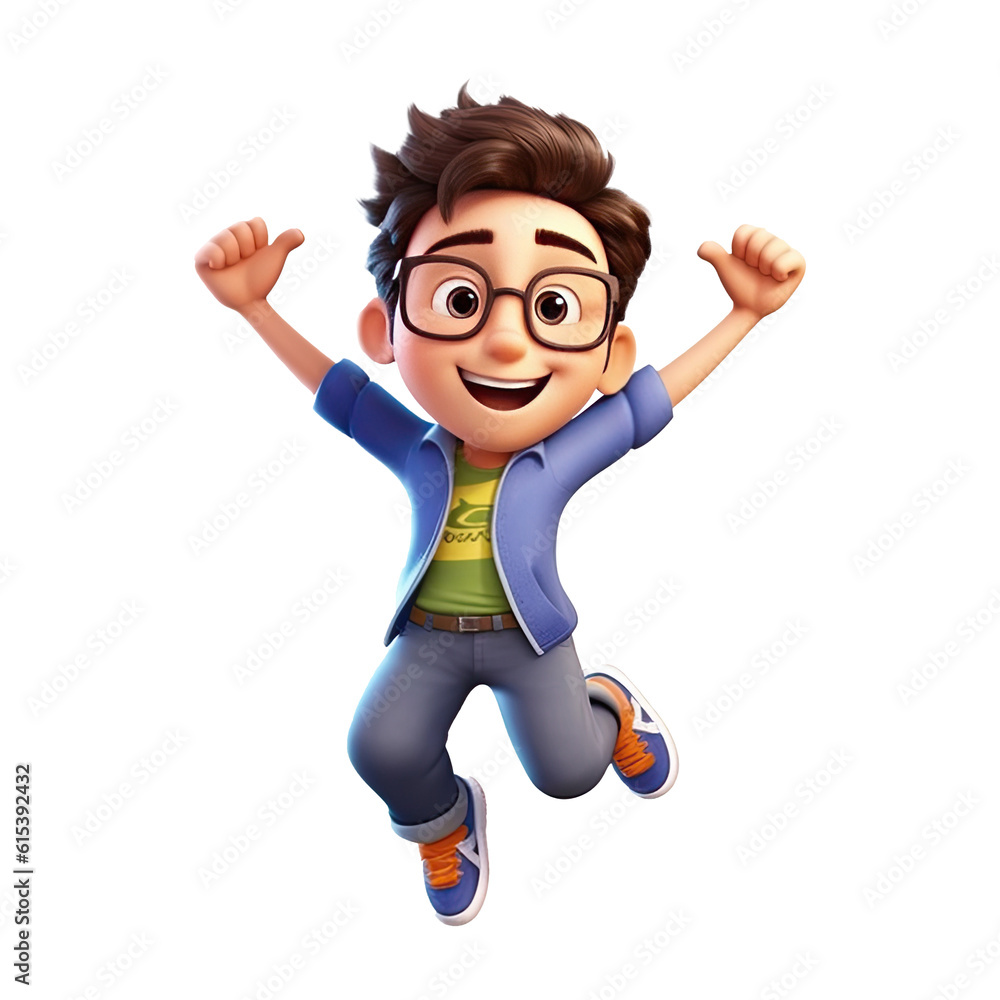 Cute cartoon boy student character on transparent background ...