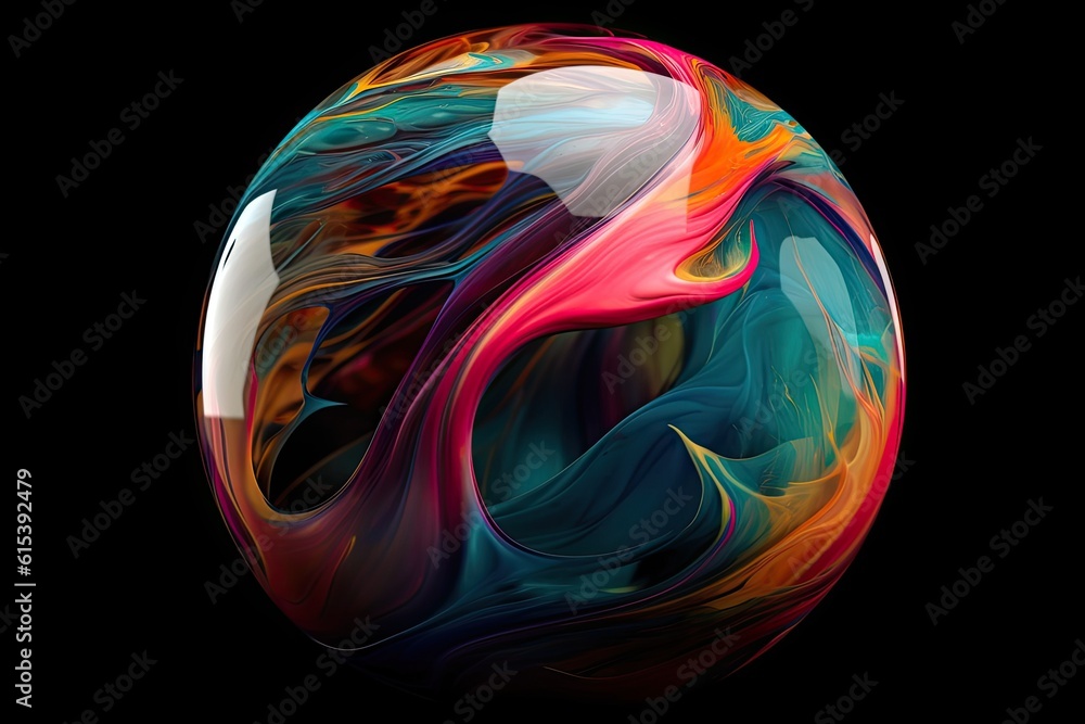 Swoosh of colors - Liquid colors swoosh in a transparent orb Stock ...