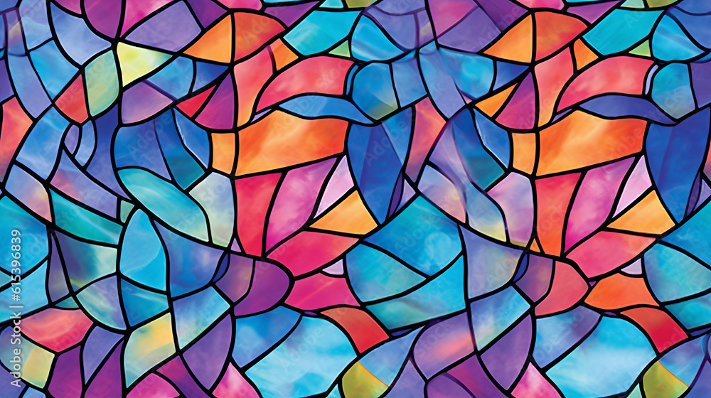 Seamless pattern background of colorful stained glass windows with vibrant color palette Stock ...