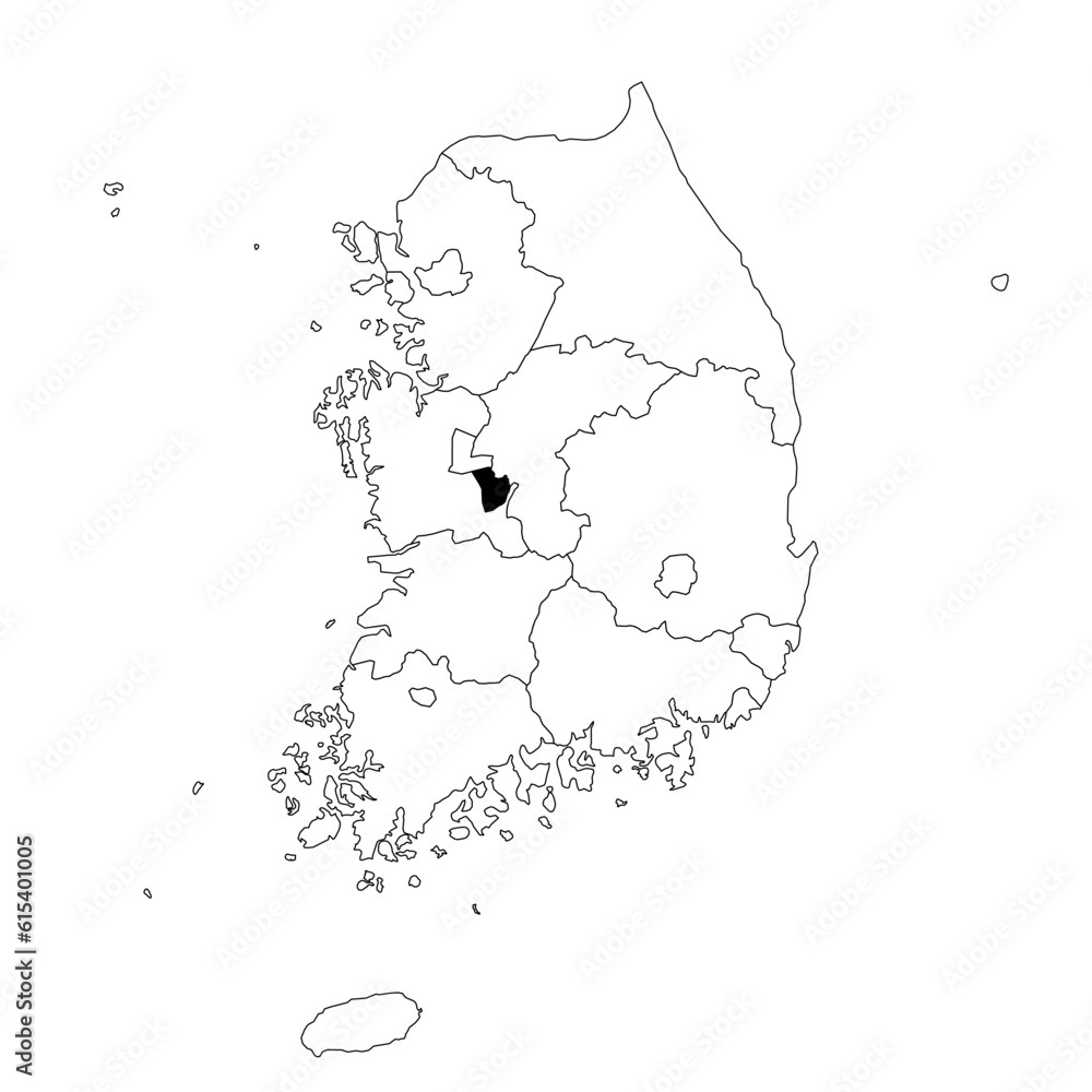 Vector map of the province of Daejeon highlighted highlighted in black ...