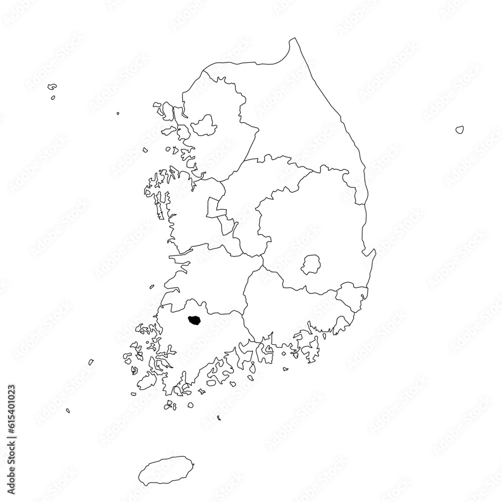 Vector map of the province of Gwangju highlighted highlighted in black ...