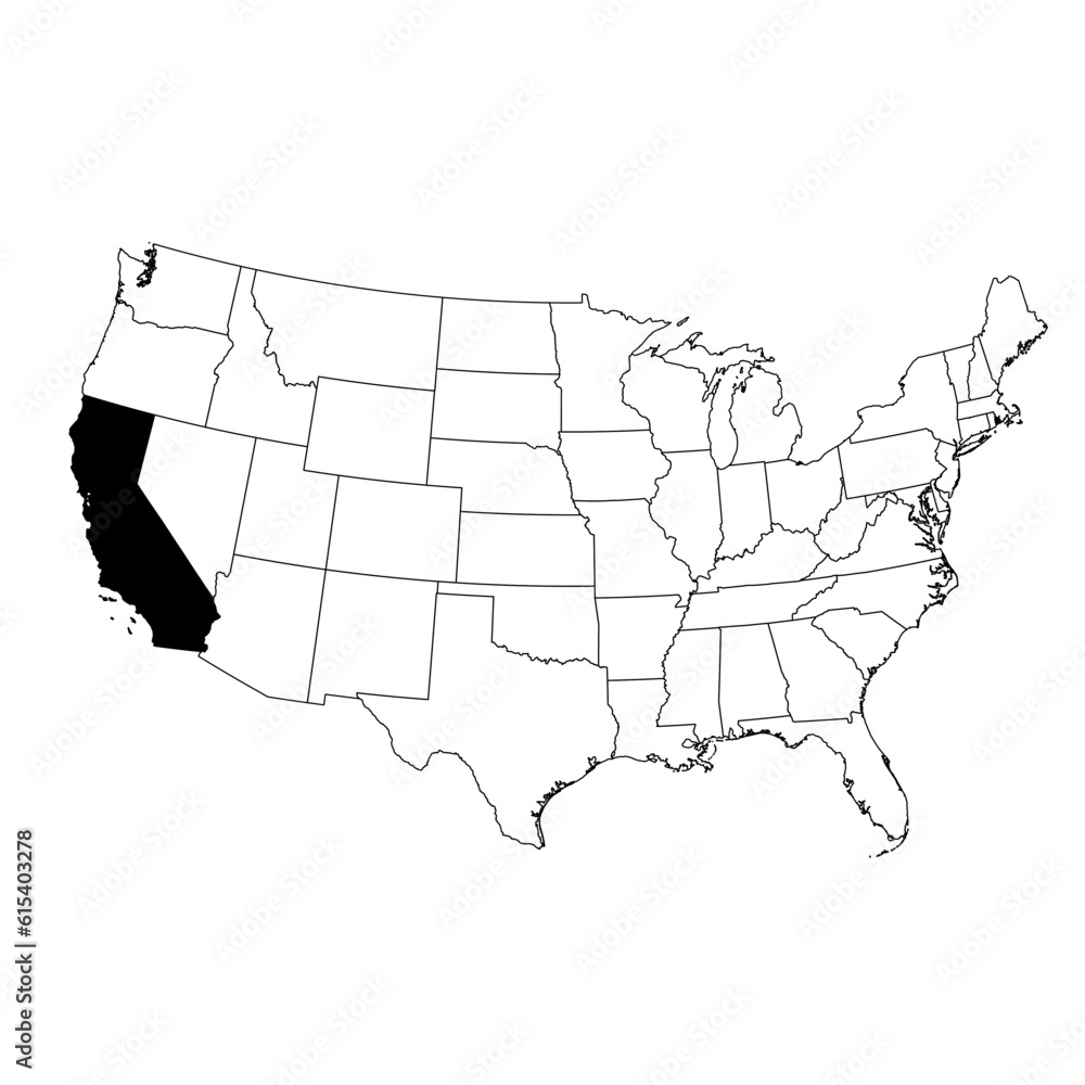 Vetor de Vector map of the state of California highlighted highlighted ...