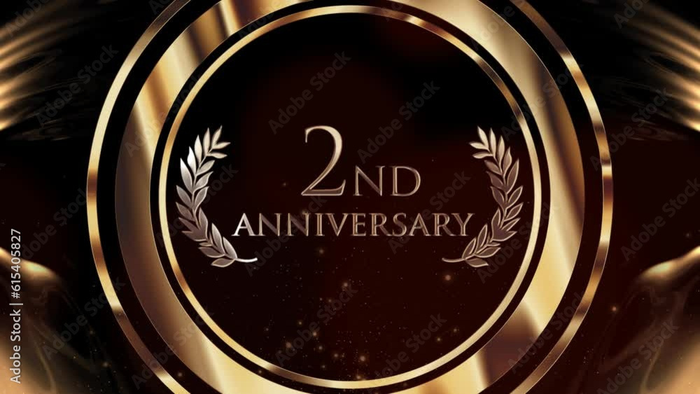 Vidéo Stock 2nd anniversary greetings with beautiful gold background ...